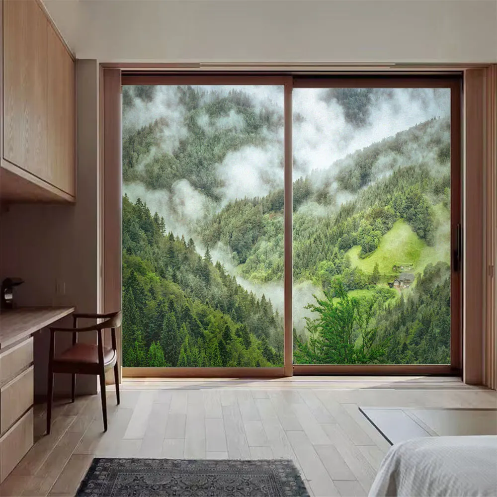 Window-Glass-Privacy-Film-Fog-Forest-Pattern-Frosted-Sliding-Door ...