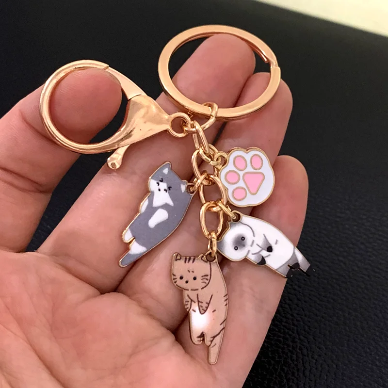 Kawaii-Cat-Keychain-Pet-Paw-Key-Ring-Animal-Footprint-Key-Chains ...