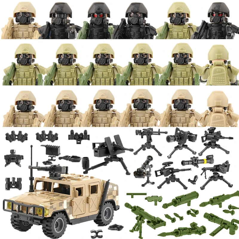 Military Building Blocks Solider Figures Gifts Weapons Guns Accessories ...