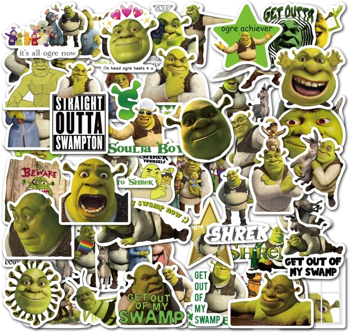 10/50Pcs Funny Monster Shrek Stickers Suitcase Luggage Skateboard ...