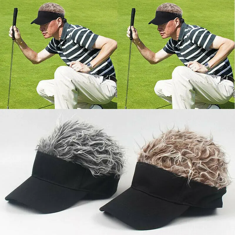 Hair-Sun-Visor-Caps-With-Fake-Hair-Wig-Novelty-Unisex-Baseball-Hat-Cap ...