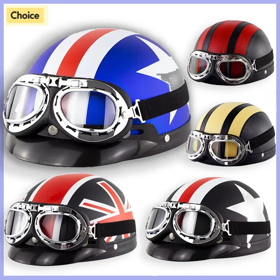 Motorcycle Cruise Helmet Retro Half Adult Helmets Motorcycle Scooter ...