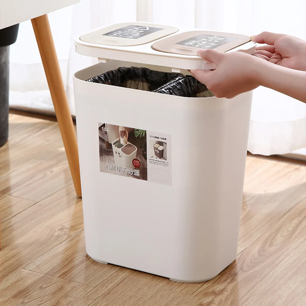 1pc-Dustbin-Double-Compartment-Recycling-Waste-Bin-Classified-Trash-Can ...