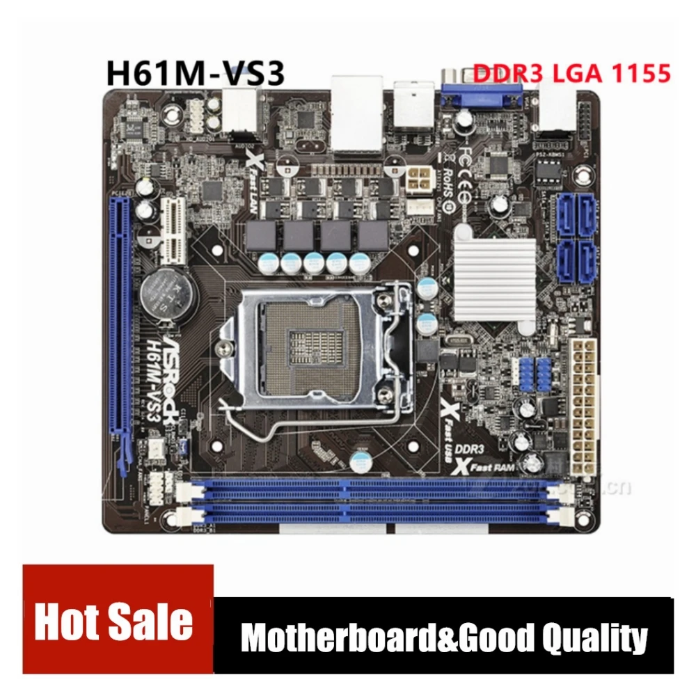 ASROCK H61M VS3 اللوحة H61 LGA 1155 DDR3 ل i7 i5 i3 CPU 16 جيجابايت SATA2 مايكرو ATX اللوحة الأم ...