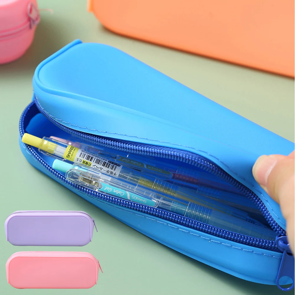 Silicone-Pencil-Case-Waterproof-Solid-Color-Pen-Case-Soft-Large ...