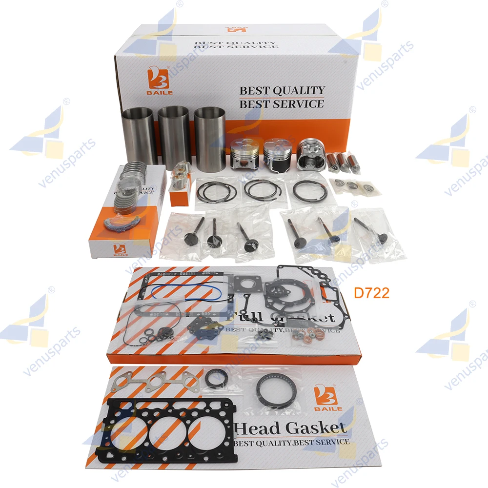 For-Kubota-D722-Overhaul-Rebuild-Kit-Piston-Rings-Cylinder-Liner-Full-Gasket-Set-Engine-Parts ...