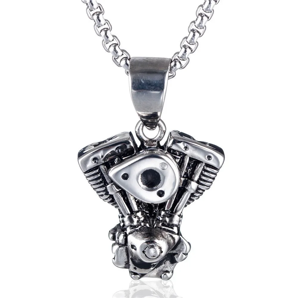 Simple Fashion Retro Creative Trend Biker Engine Pendant Necklace Bully ...