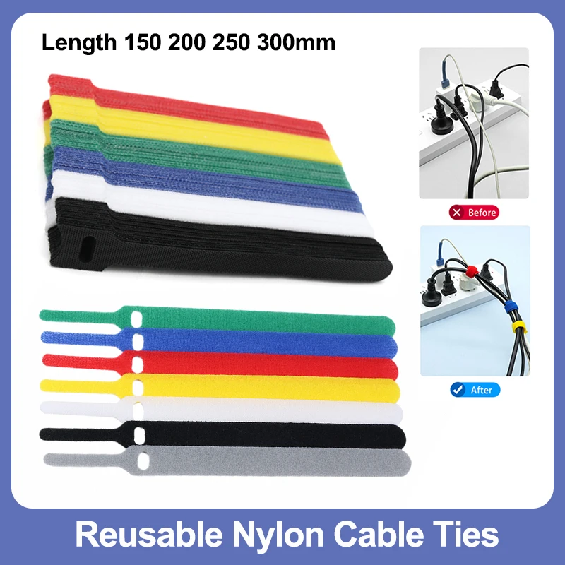 10pcs Colored Releasable Cable Ties 15 20 25 30cm Plastics Fastening ...
