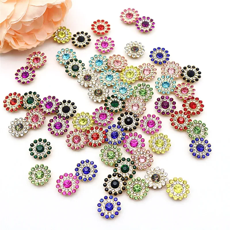 14mm Sun Flower Drill Hand Stitched Round Face Plate Drill Buckle ...