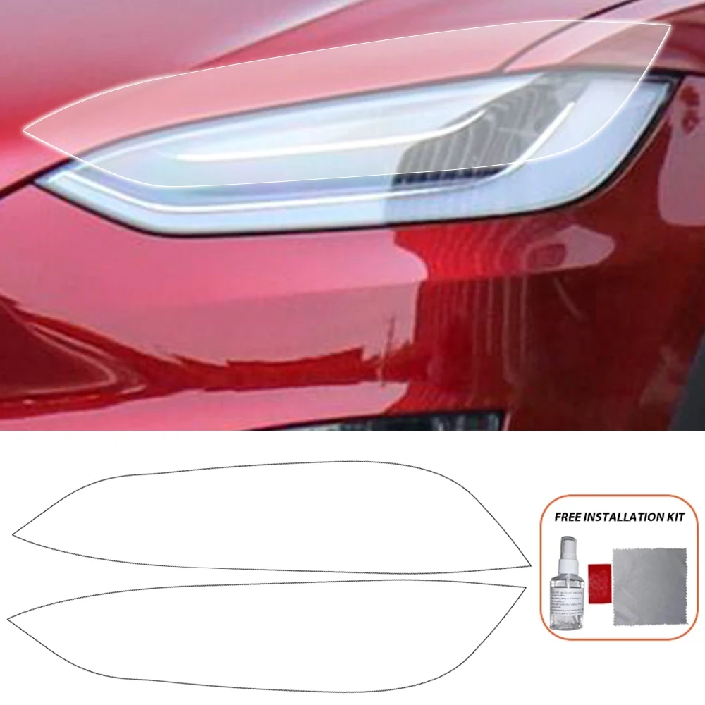 PPF-2Pcs-Car-Headlight-Transparent-Protective-For-Tesla-Model-X-lamp ...