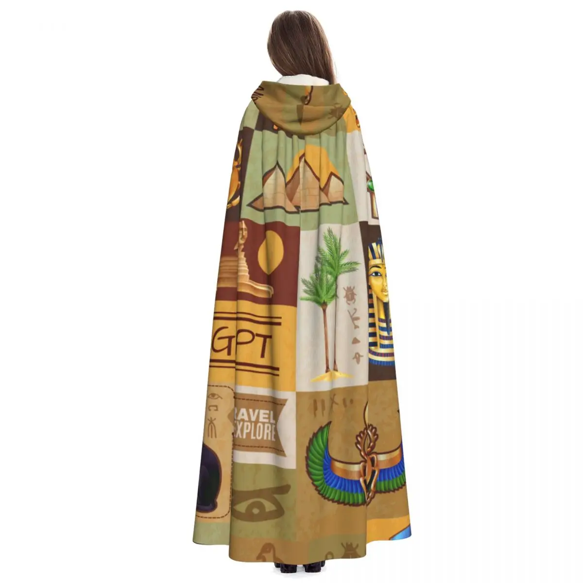 Unisex Adult Egypt Symbols Poster Cloak with Hood Long Witch Costume ...