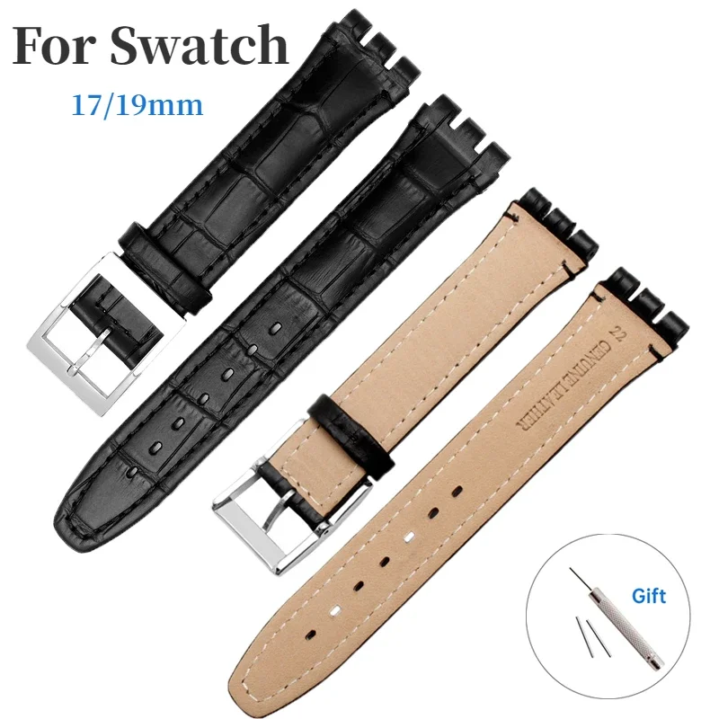 Genuine-Leather-Watchband-for-Swatch-17mm-19mm-Sport-Waterproof ...