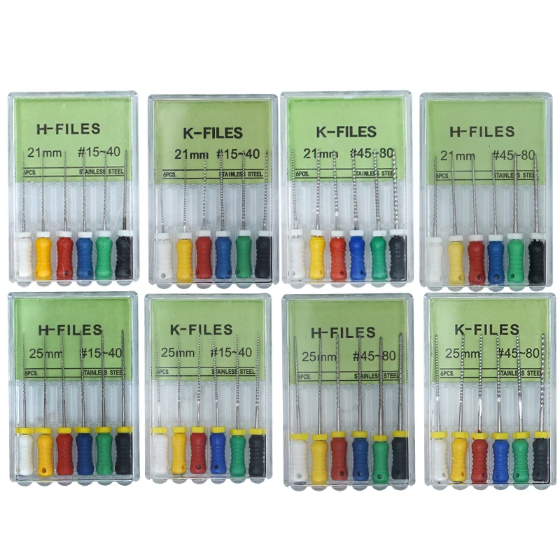 6pcs/box Dental Root Cannal Endo K File H File 21mm 25mm Hand Use ...