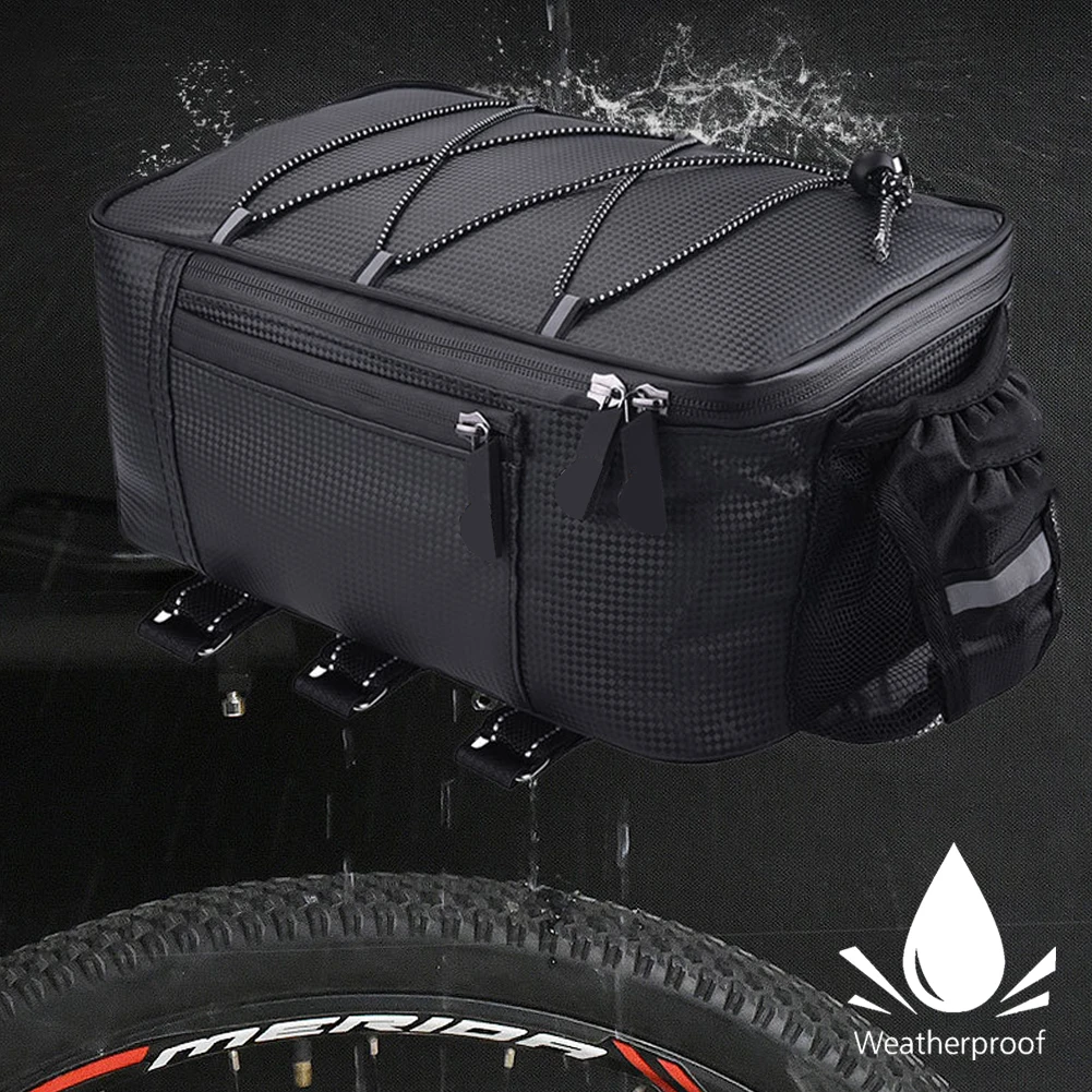 Motorcycle Bicycle Rack Rear Carrier Bag Trunk PU Leather Waterproof 8L ...