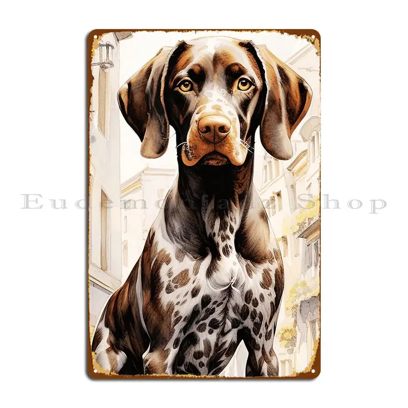 German-Shorthaired-Pointer-Illustration-Metal-Sign-Retro-Garage-Wall ...