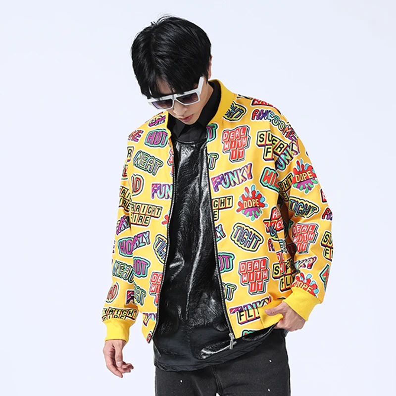 Yellow-Jacket-Adult-Male-Hip-Hop-Clothes-Street-Dance-Performance-Wear ...