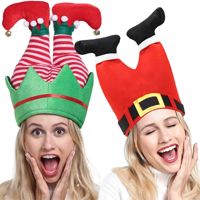 Funny-Party-Hats-Christmas-Hats-Striped-Felt-Plush-Elf-Hat-Creative ...