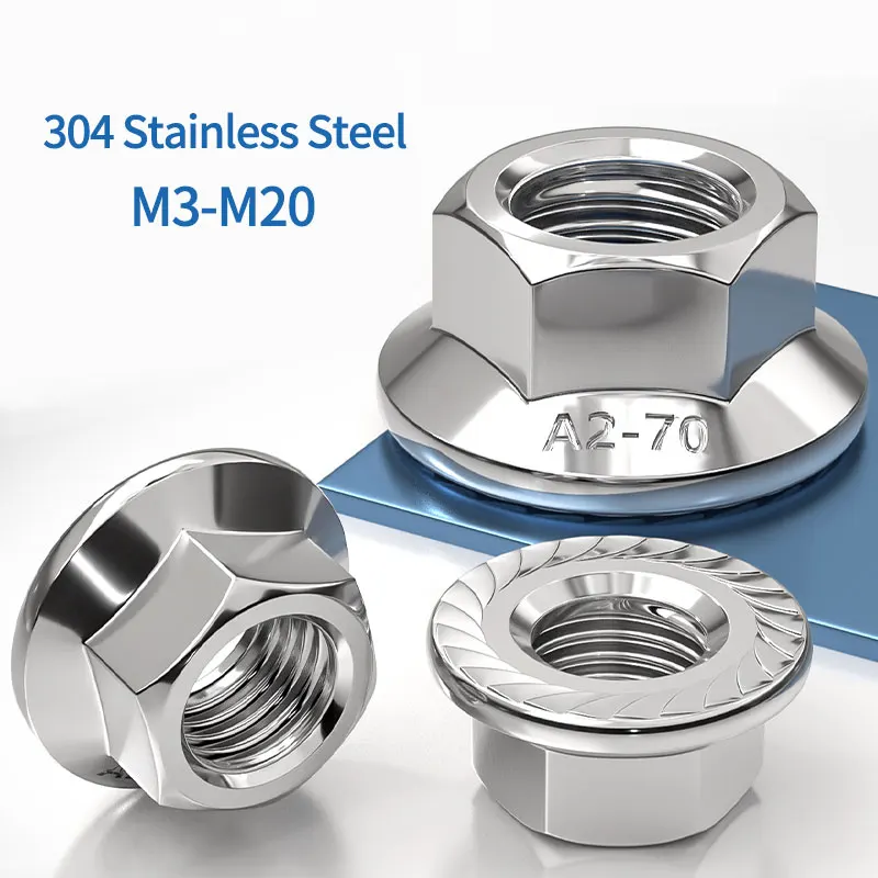 304 Stainless Steel Flange Nut with Tooth Hexagonal Anti-loosening ...