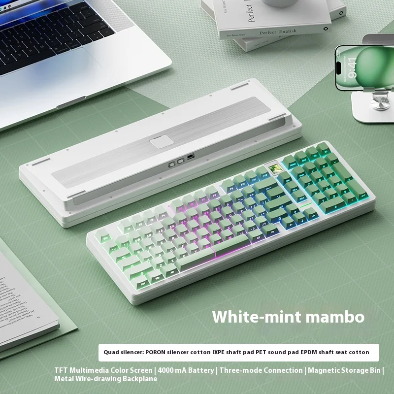 New WEIKAV WK102 Mechanical Keyboard Wireless Tri-Mode Office Gaming ...