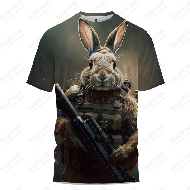 Summer-new-men-s-T-shirt-warrior-rabbit-3D-printed-men-s-T-shirt-casual ...