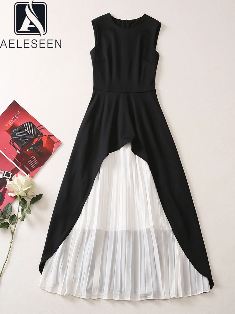 AELESEEN-Designer-Fashion-Women-Pleated-Dress-Summer-Tank-Black ...