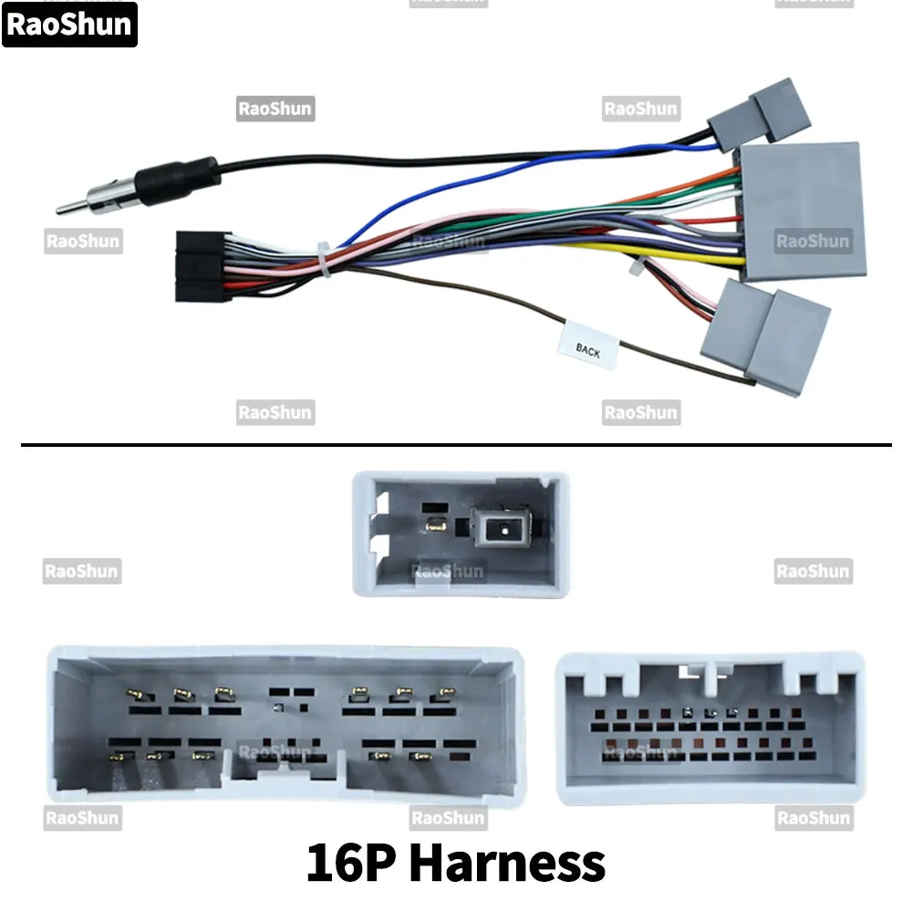 Car Android Radio Screen 16 PIN Stereo Player Power Harness Adapter ...