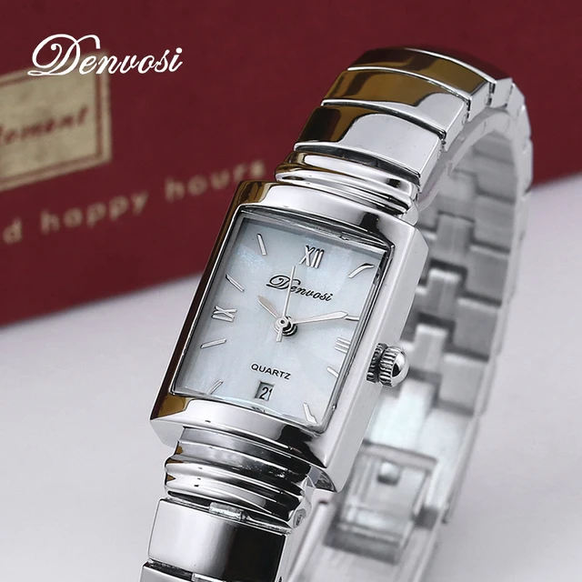 DENVOSI Women Quartz Watch Luxury Rectangle Vintage Roman Numerals Dial ...