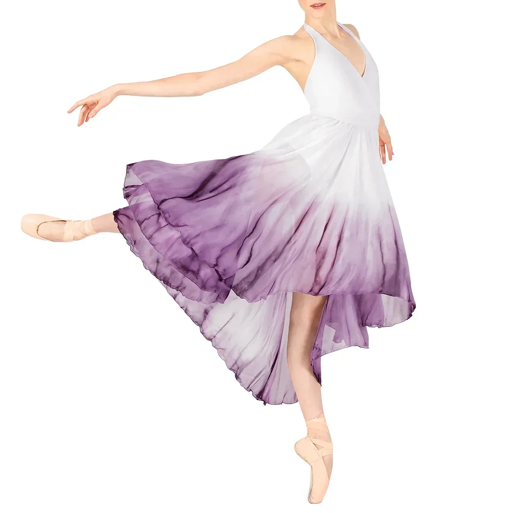 Modern Lyrical Long Dress Gradient for Girls Women Purple Contemporary ...