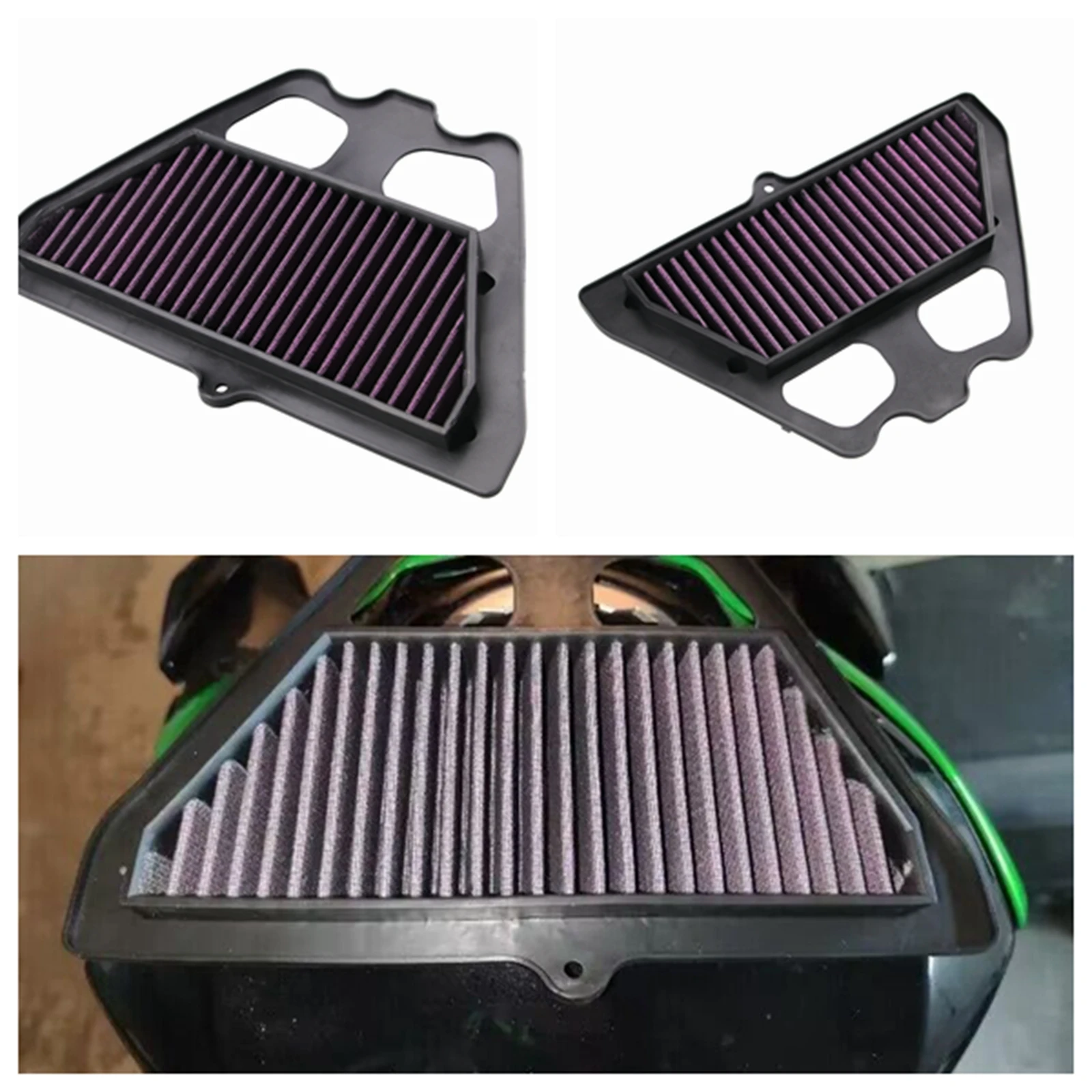 Motocicleta de alto fluxo lavável filtro de ar mais limpo entrada para kawasaki z900 zr900 2017 ...