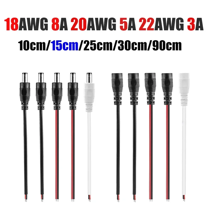 5.5mm 2.1mm DC Power Connector Cable Male Female Barrel Jack 12V Power ...