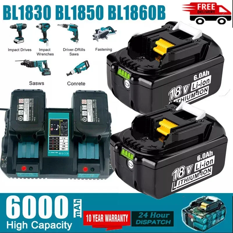 For Makita BL1830 18V 6.0Ah Battery With Charger Rechargeable Lithium ...