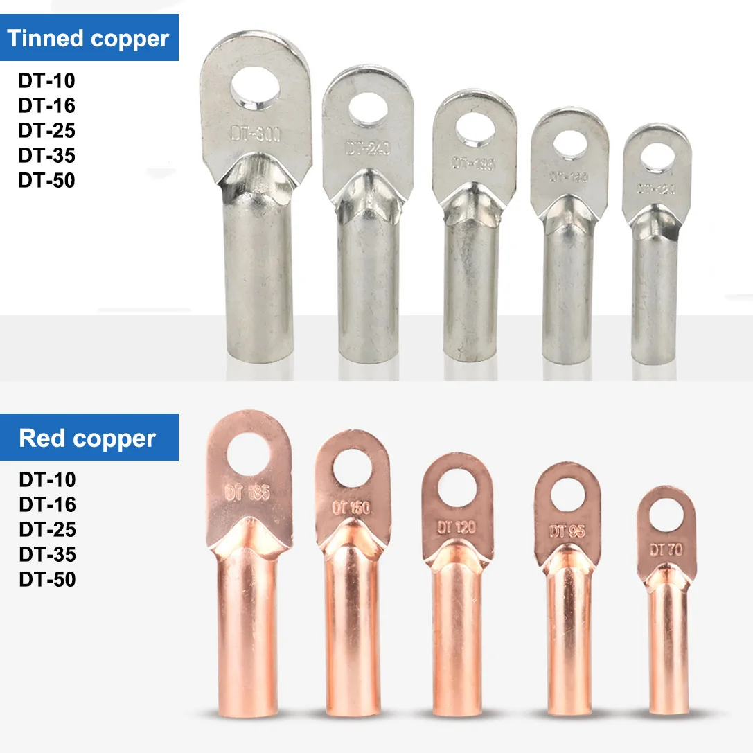 1pcs-DT-6-10-16-25-35-50mm-Wire-Nose-Tinned-Copper-Terminals-Battery ...