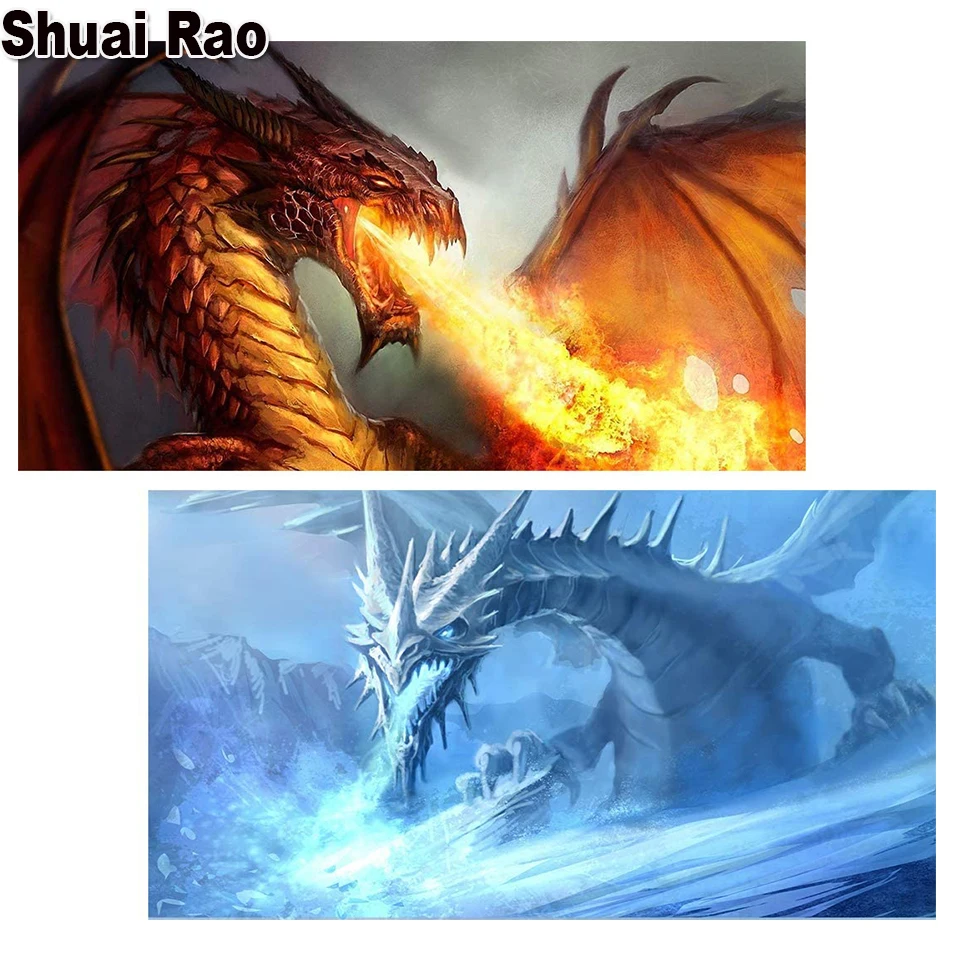 Giant Giant Fire Dragon Vs Ice Dragon