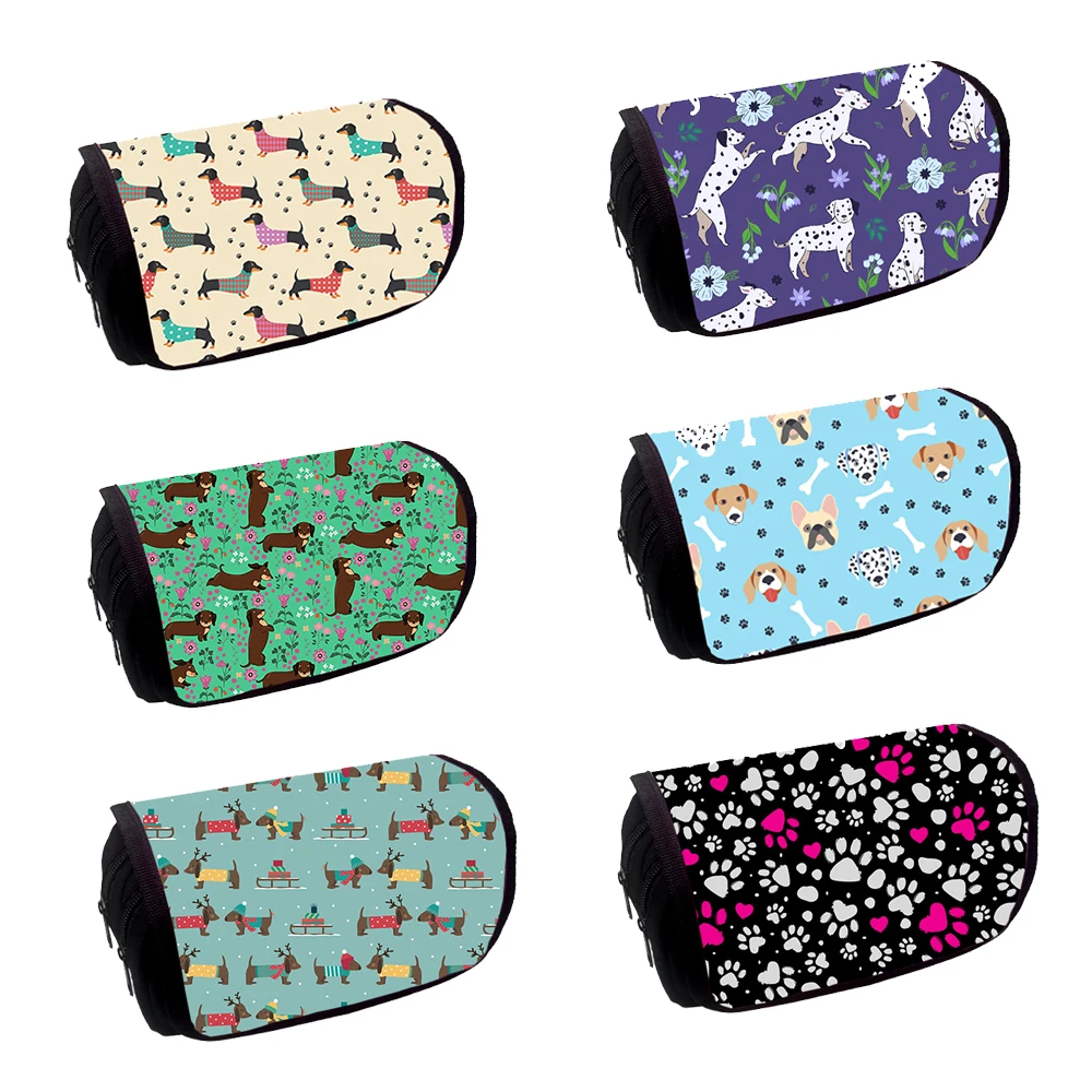 Cute Dachshund / Dalmatians Pencil Case Cartoon Dog Pattern Cosmetic ...