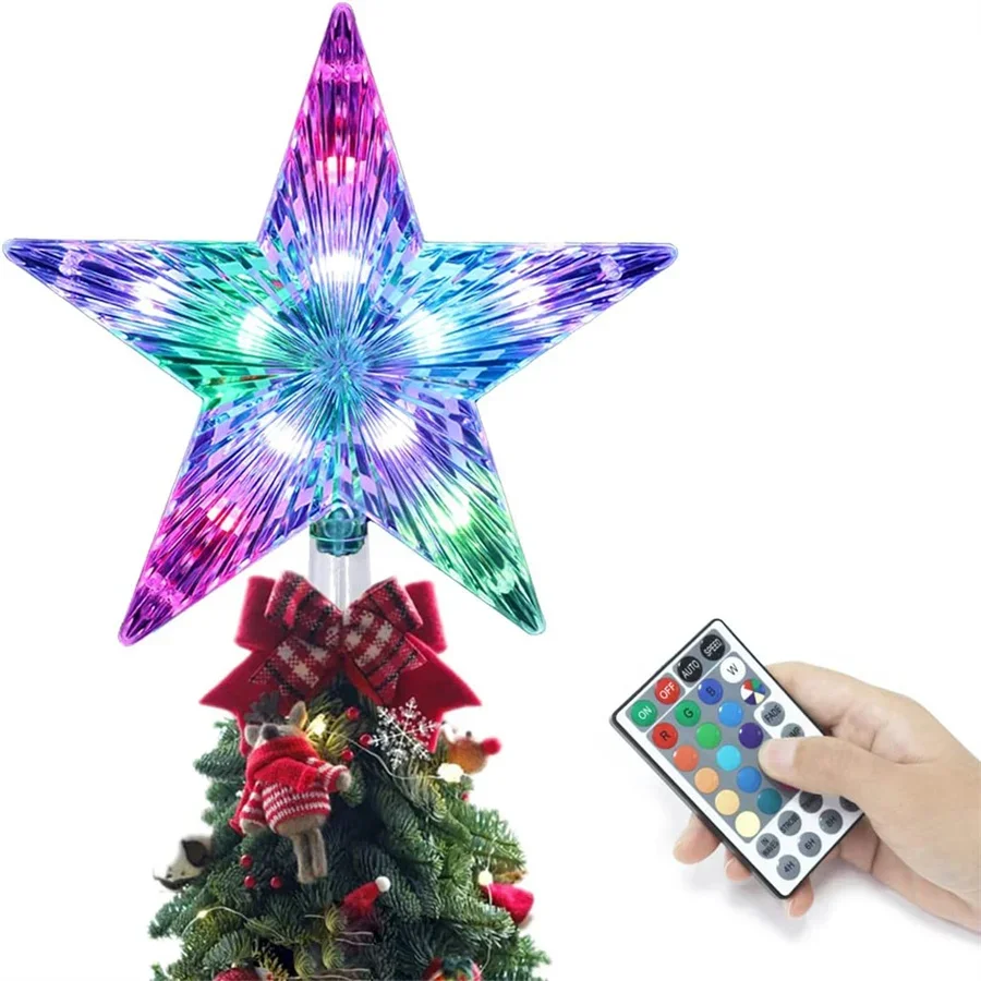 Dia22CM-Christmas-Tree-Topper-Star-Light-25LED-Lighted-5-Point-RGB ...
