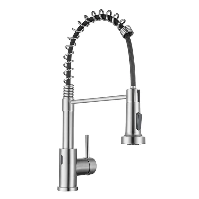 Spring Brushed Kitchen Faucet Pull Down360 Degree Rotation Stream ...