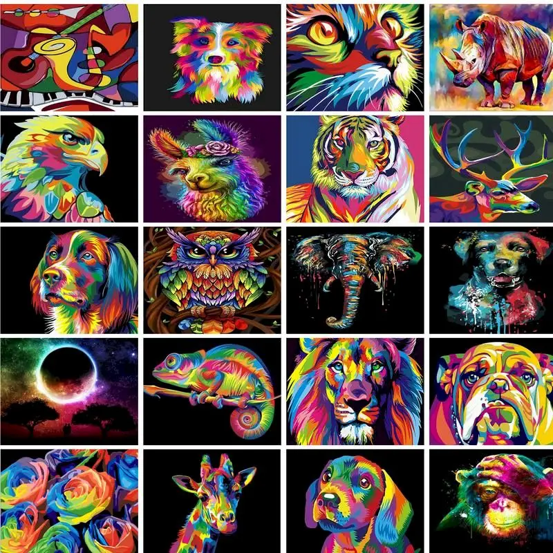 60x75cm-Frame-Diy-Painting-By-Numbers-Animal-Kit-Paint-By-Number-On ...