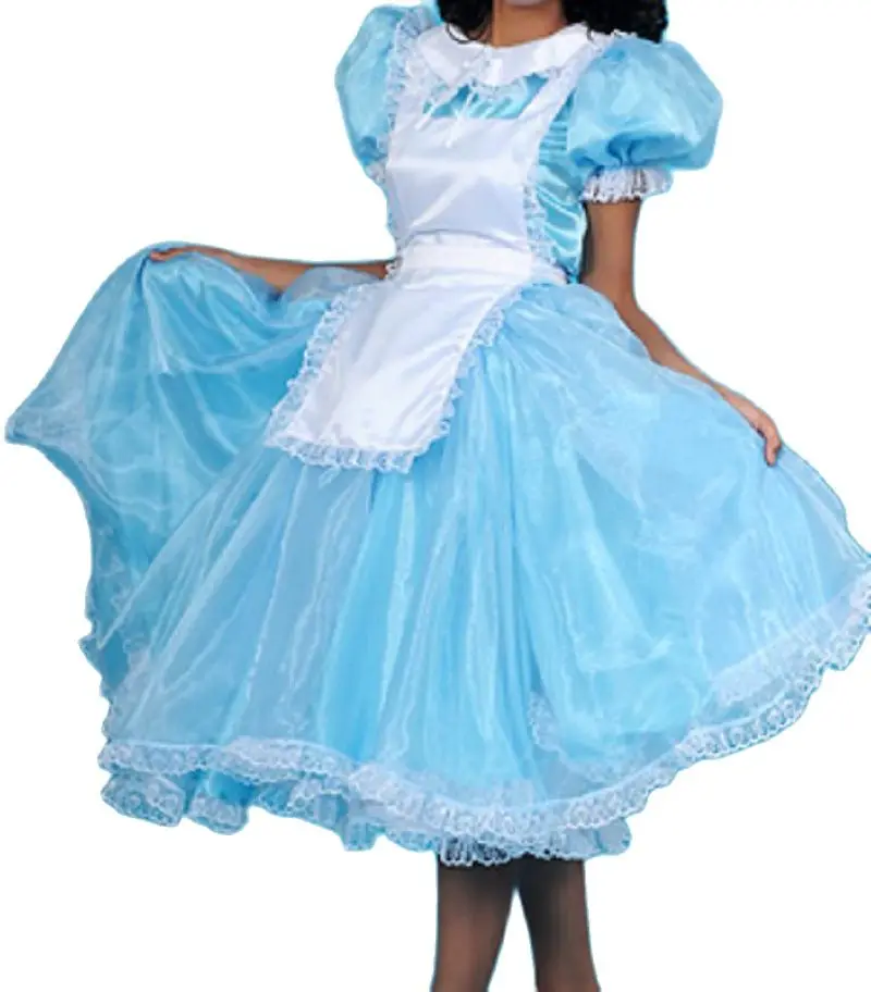 Hot Selling Long Sissy Organza Blue Independent Apron Doll Collar ...