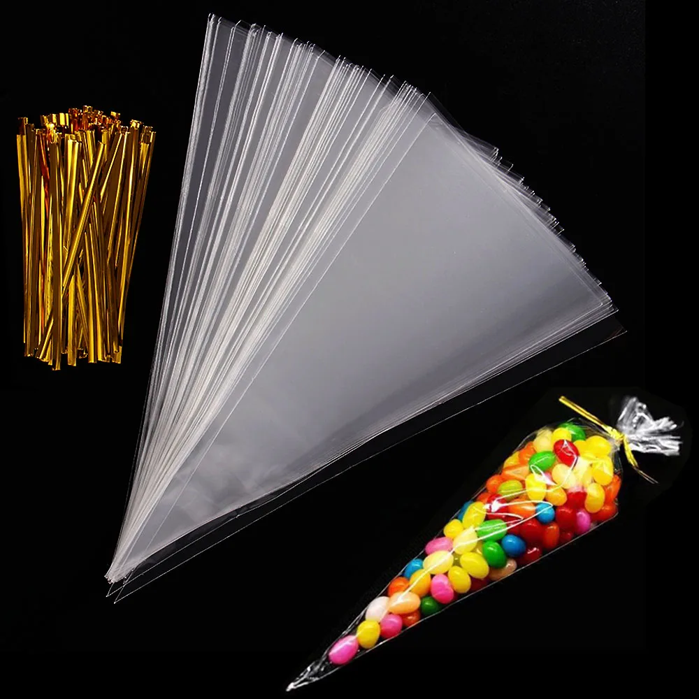 Transparent-Packing-Bags-for-Popcorn-Candy-Cellophane-Cone-Storage ...