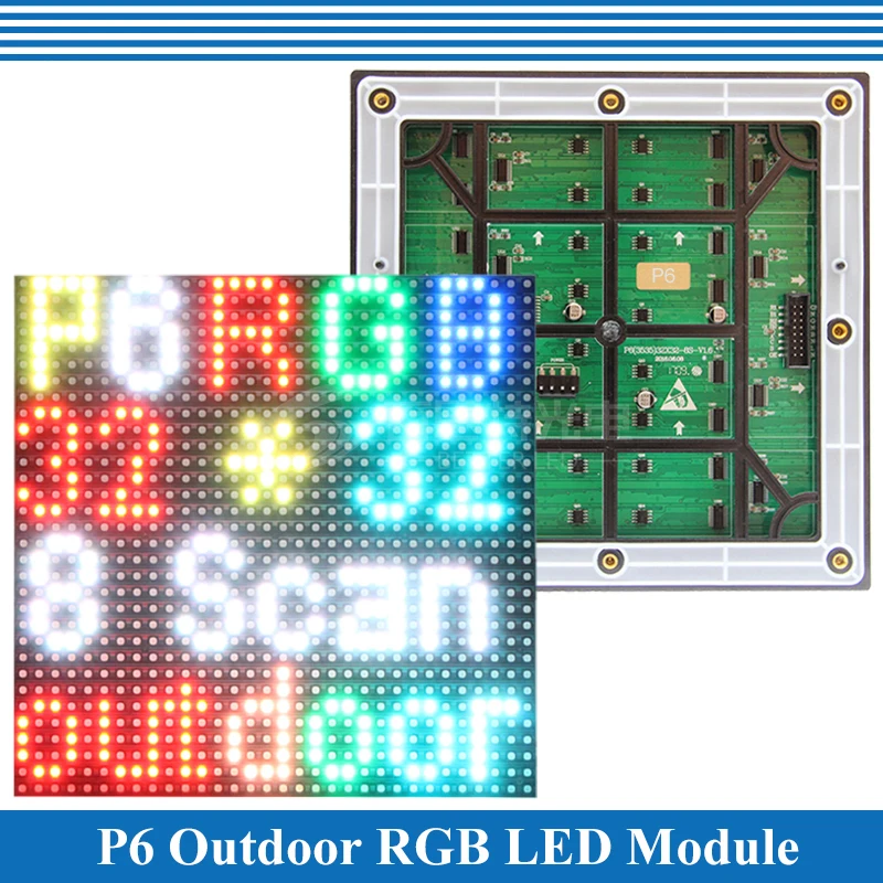 P6 Outdoor LED screen panel module 192*192mm 32*32 pixels 1/8 Scan 3in1 ...