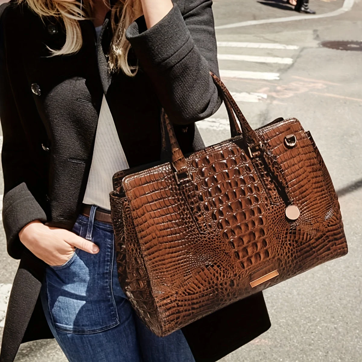 Crocodile-Embossed-Handbag-Fashion-Leather-Crossbody-Bag-Women-s-Top ...