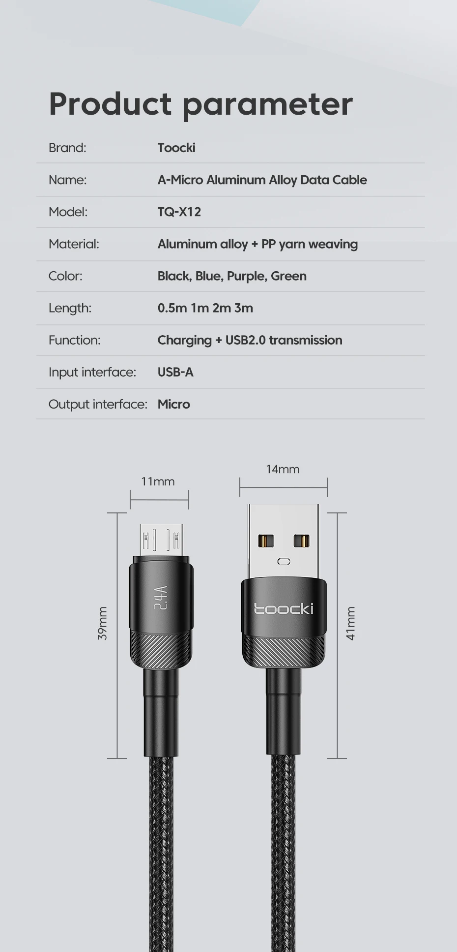 Кабель Toocki TQ-X12 USB-Micro Fast Charge 2.4A — Купить Недорого на ...