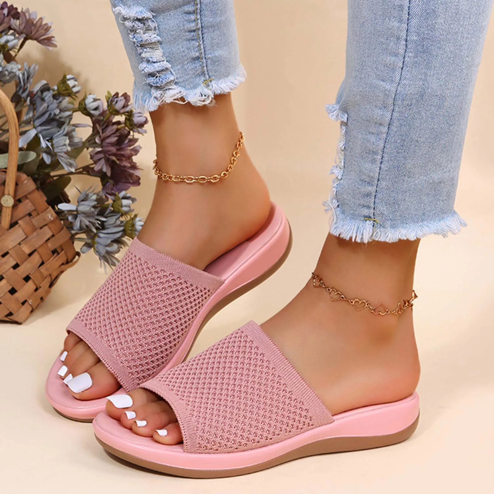 2022-New-Summer-Flying-Woven-Slippers-Flat-Non-slip-Casual-Breathable ...