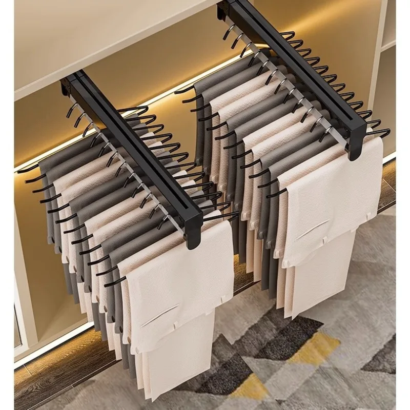 A-topmounted-hanger-in-a-drawdown-closet-A-thin-wardrobe-with-a ...