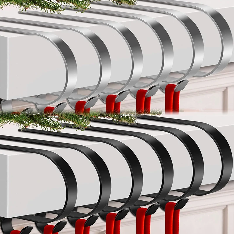 Metal Iron Christmas Stocking Holders Adjustable Mantle Hooks for ...