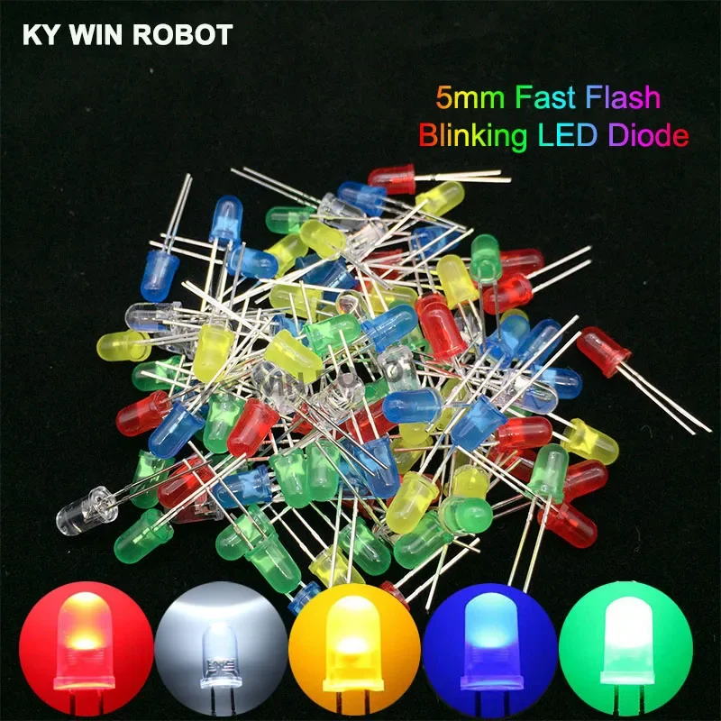 50pcs 5mm White Green Red Blue Yellow Light-Emitting-Diode Automatic ...