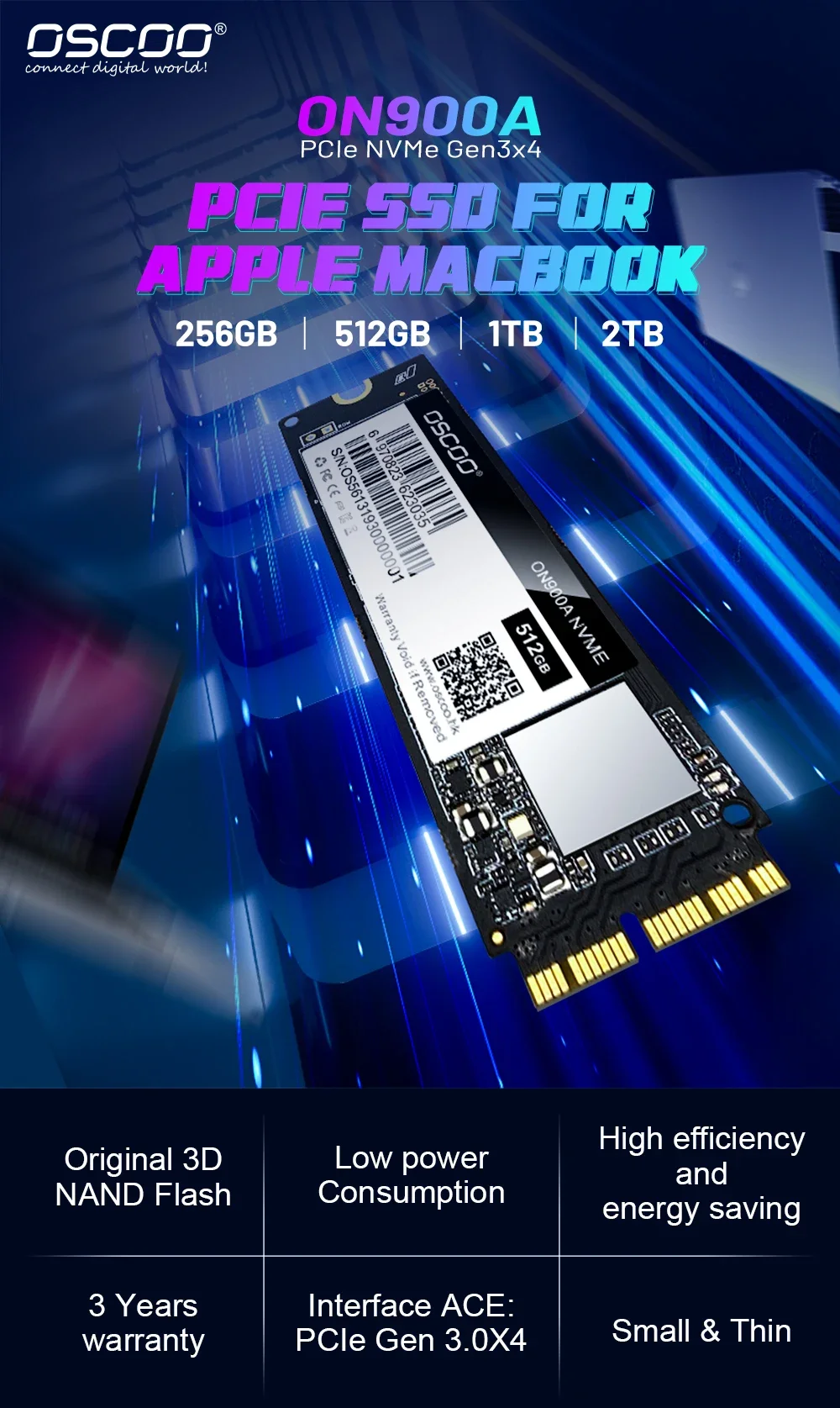 OSCOO SSD для Macbook Air A1465 A1466 и 2013-2016 Macbook Pro A1502 ...