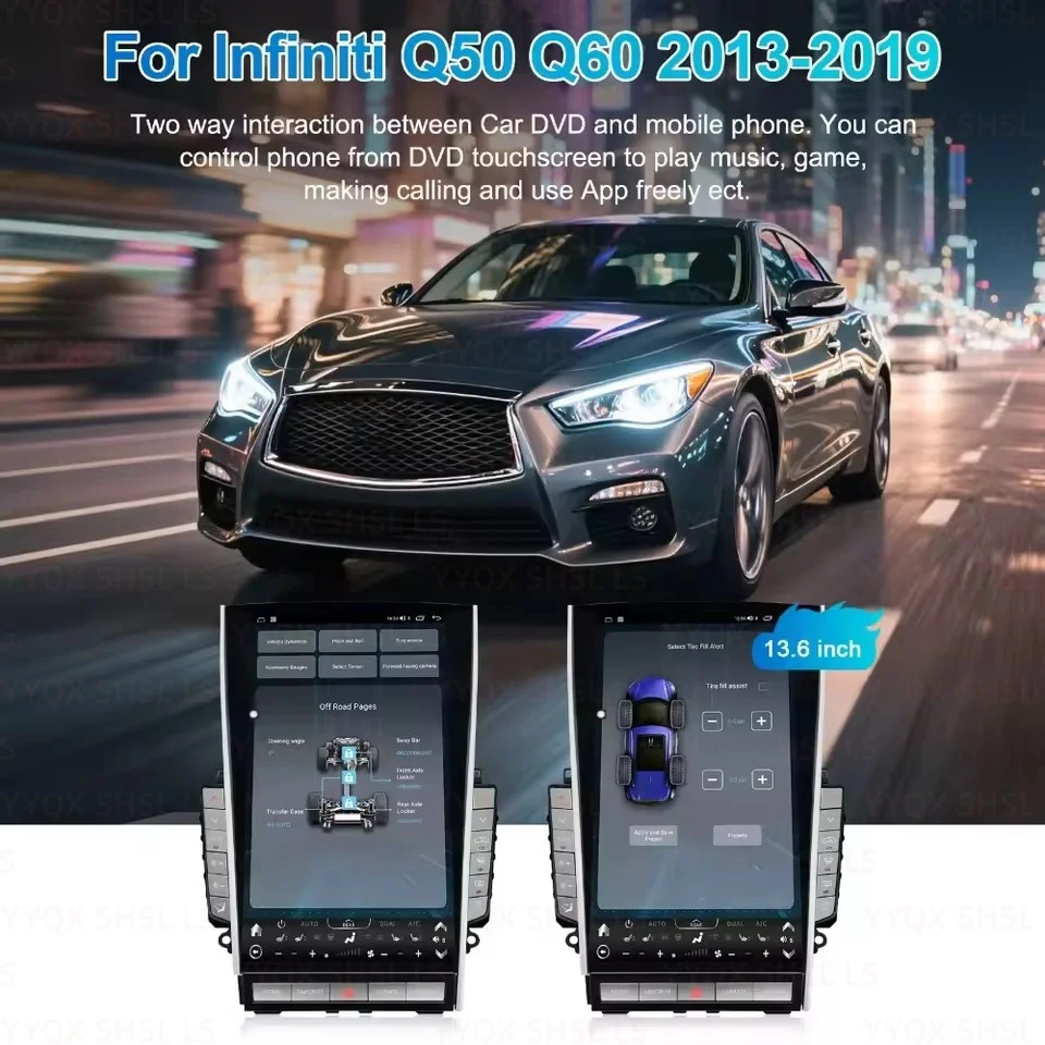 13.6'' IPS Screen For Infiniti Q50 Q50L Q60 2014 2015 - 2021 Android ...