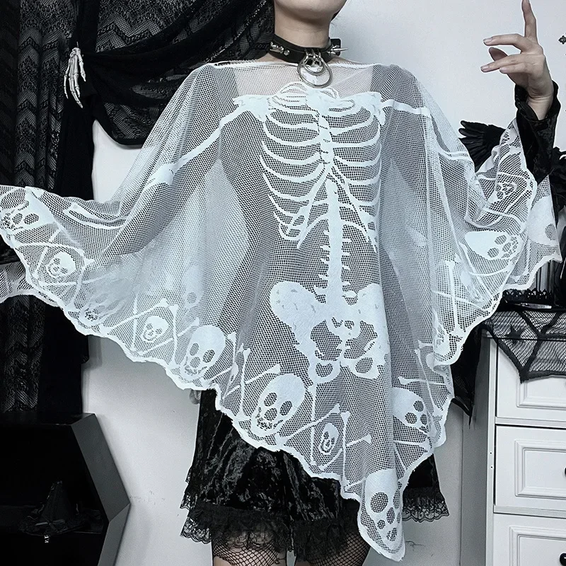 Skeleton-Lace-Poncho-Skull-Bones-Halloween-Cape-Costume-for-Women-Goth ...