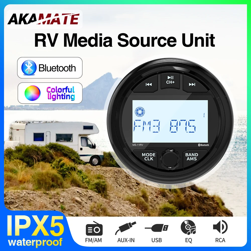 Stereo Radio for RV ATV UTV Trolley Boat Motorbike Bluetooth FM AM EQ ...
